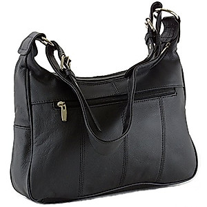 Womens Genuine Leather Shoulder Bag Tote Organizer Purse Hobo Handbag Black