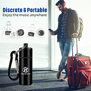 Hearprotek 2 Pairs High Fidelity Concert Ear Plugs, Noise Reduction Music Earplugs, Hearing Protection for Musicians, Festival, DJ’s, Nightclub, Concerts, Drummers, Party, Motorcyclists (23db) Black