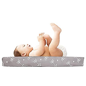 BORITAR Changing Pad Covers Soft Stretchy Jersey Knit 2 Pack, Semi-Waterproof Chang Table Covers for Boys with Grey Arrow and Circle Printed