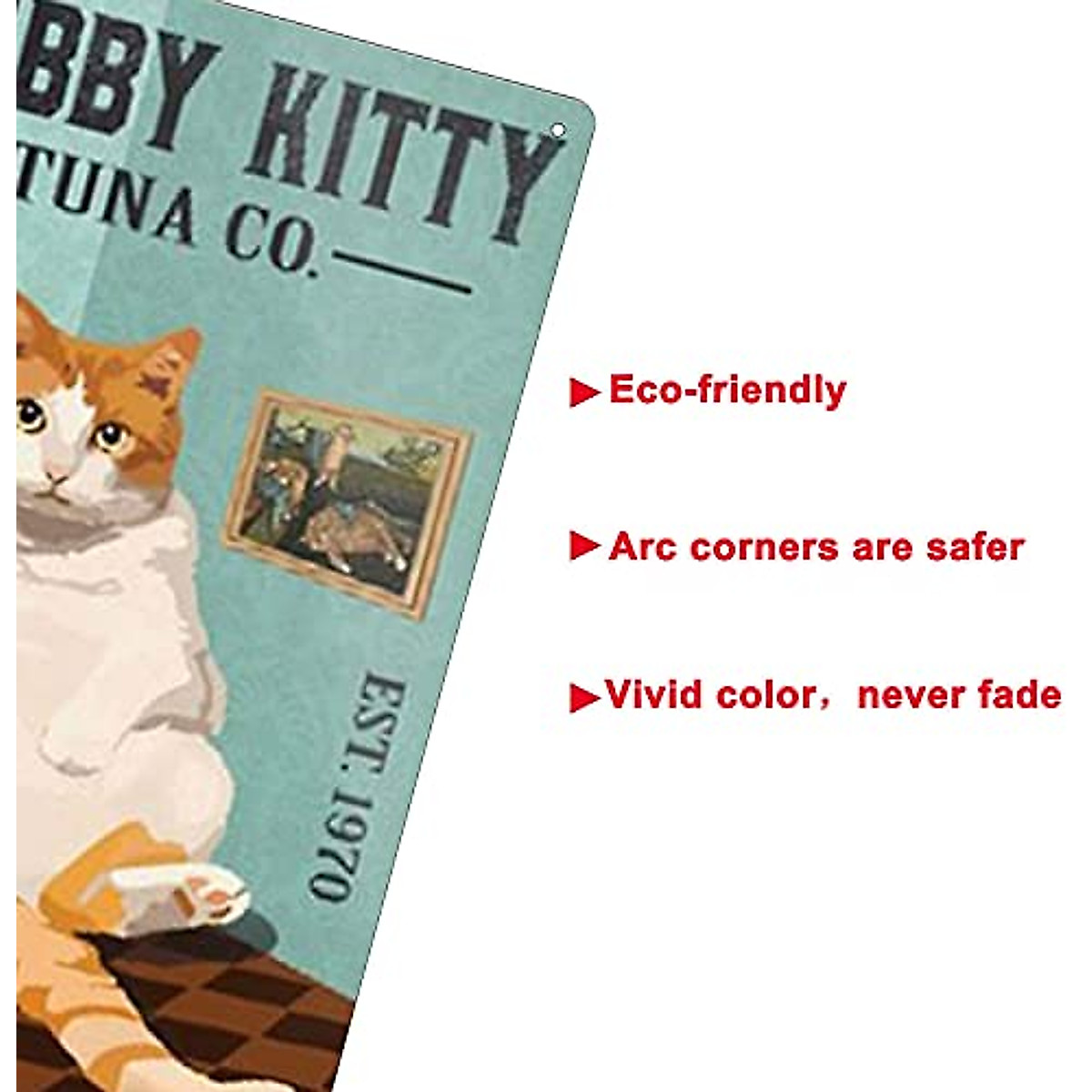 Chubby Kitty Vintage Metal Tin Sign Home Kitchen Wall Retro Poster Plaque 8x12 Inch