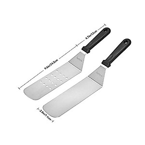 Skyflame 3 Piece Griddle Accessories Kit, Stainless Steel Professional Long BBQ Grill Spatula/Turner & Scraper Set for Flat Top Grill Hibachi Camping Cooking