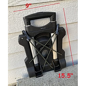 Mount Plus A6 Folding Luggage Cart and Dolly | 77 Lb Capacity | Portable Lightweight Luggage Trolley Cart with Telescoping Handle and 4 Rubber Wheels | Steel Frame