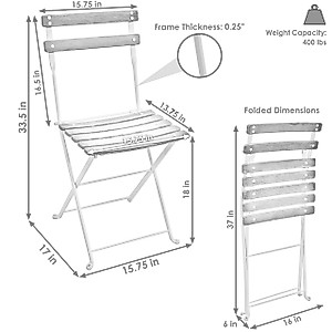 Sunnydaze Classic Cafe European Chestnut Wooden Folding Bistro Chair - Indoor or Outdoor Use on Patio, Deck, Balcony or Camping - Antique Pink - Set of 4