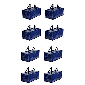 Earthwise Heavy Duty Extra Large Storage Bag Moving Tote Backpack Carrying Handles & Zipper Compatible with IKEA Frakta Hand Carts Wardrobe Boxes Packing Supplies Alternative to Moving Boxes (8 Pack)