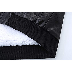 Mud Kingdom Little Boys Leather Jacket with Hood Fur Lined Size 6 Black