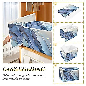 RunningBear Abstract Blue Art Large Storage Bins with Lid Collapsible Storage Bin Closet Storage Bins Decorative Storage Boxes for Room Bedroom