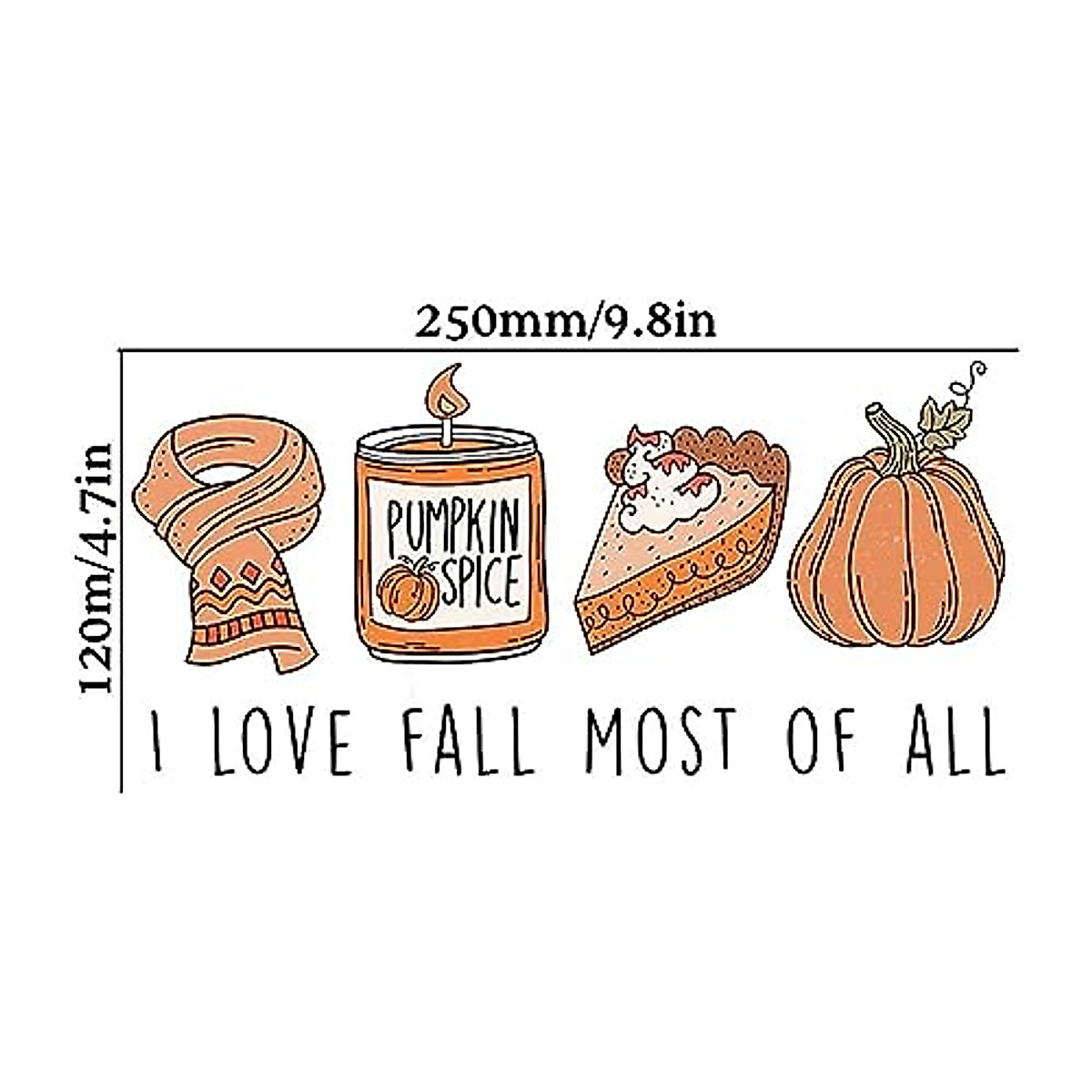 UV DTF Transfer Sticker Thanksgiving Rub on Transfers for Crafting Pumpkin Pattern UV DTF Cup Wrap Transfer Sticker for Glass Coffee Cups Waterproof DIY Decals