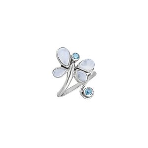 YoTreasure Moonstone & Blue Topaz Chunky Ring in .925 Sterling Silver