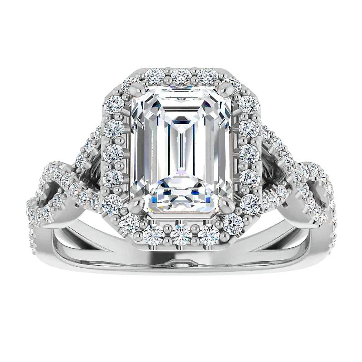 2 CT Emerald Colorless Moissanite Engagement Ring Set for Womens/Her, Wedding Bridal Ring Set,Eternity Sterling Silver Solid Diamond Solitaire Prong Anniversary Promise Gift for Ring (6.5)