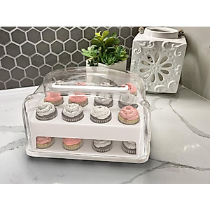 Top Shelf Elements for Mini Small Size Cupcakes. NOT for Standard Size Cupcakes. Fashionable Green Mini Cupcake Carrier Holds 24 Mini-Size Cupcakes, Mini Cupcake Traveler, Reusable Cupcake Box