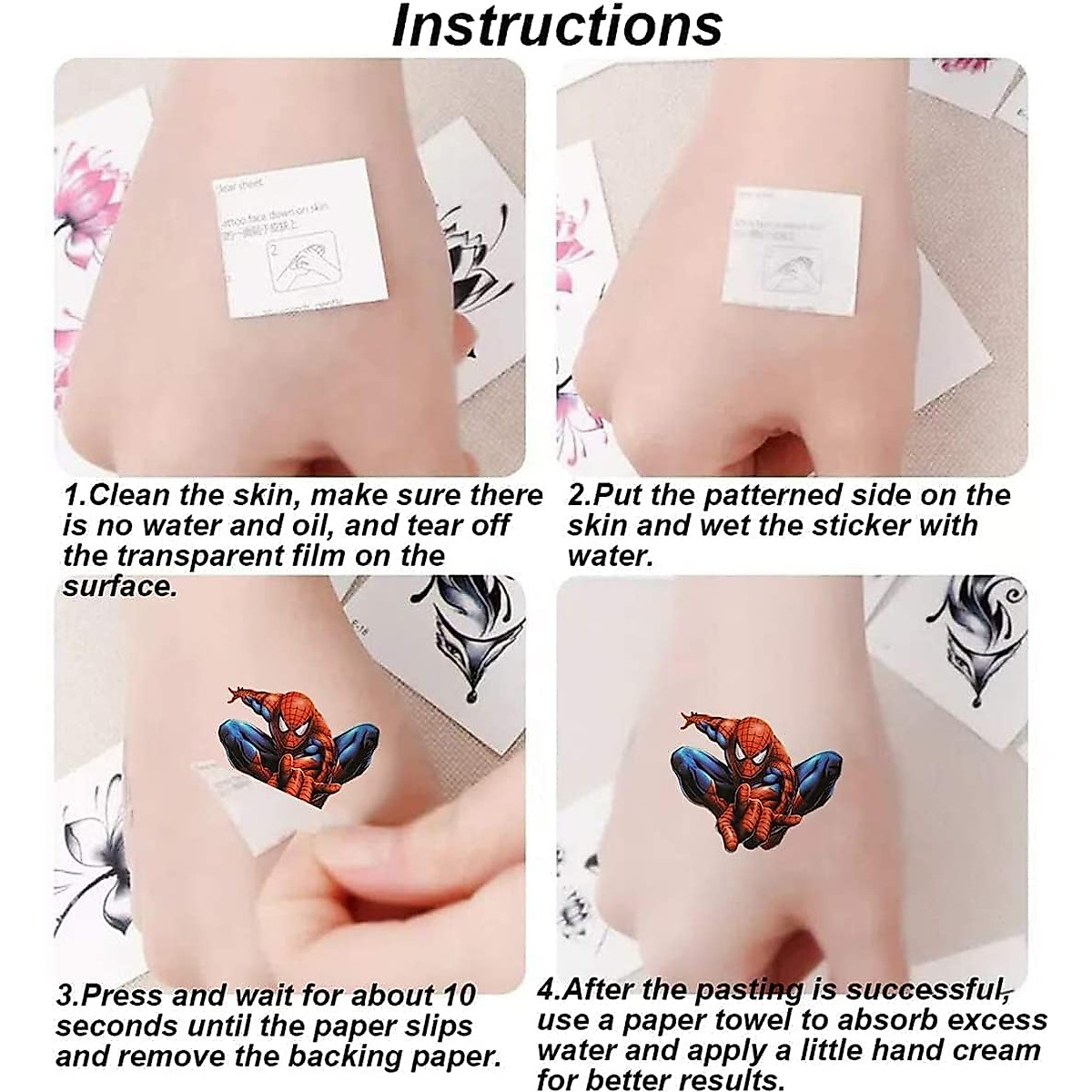 40 Sheets Spider-Man Temporary Tattoos Birthday Themed Party Supplies Decoration Favors Cartoon Cute Sticker for Kids Boys Home Activity Class Prizes Carnival Christmas Rewards