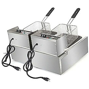 Comft CMFTGDS Deep Fryer Commercial Fry Daddy with Basket, Stainless Steel Electric Countertop Large Capacity Kitchen Frying Machine for Turkey, French Fries (12.7QT12L)