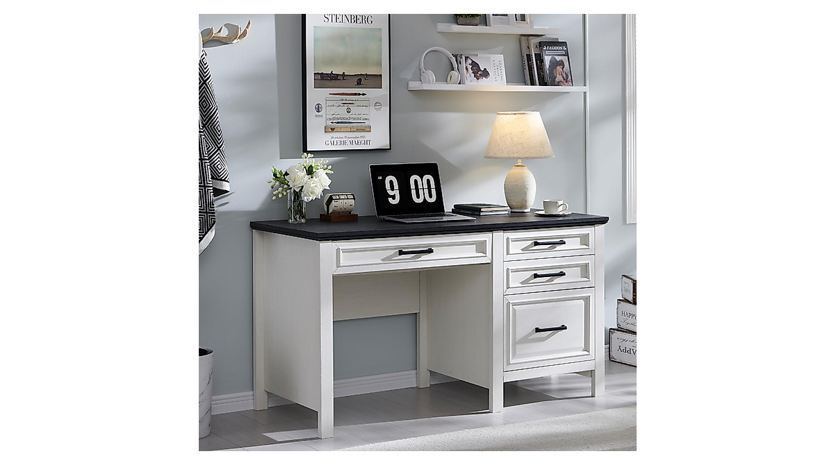Modern Farmhouse 53" Home Office Desk with File Cabinet
