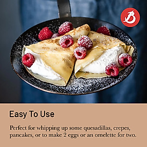 de Buyer Blue Carbon Steel Crepe & Tortilla Pan - 8” - Ideal for Making & Reheating Crepes, Tortillas & Pancakes - Naturally Nonstick - Made in France