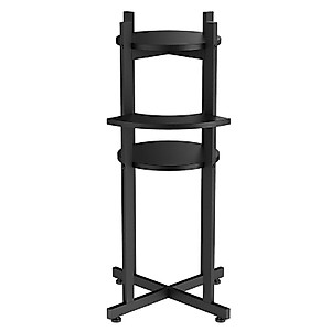 KirKical Water Dispenser Floor Stand with Curved Shelf for Cups, Metal with Wood Storage Shelf for 1-5 Gallon Water Bottle/Crocks, Drink Dispenser, Beer Keg, and Potted Plant, Black