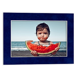 8x11 Mat Bevel Cut for 5.5x8.5 Photos - Acid Free Brooke Blue Suede Precut Matboard - For Pictures, Photos, Framing - 4-ply Thickness