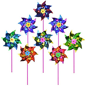 Plastic Rainbow Pinwheel,Windmill Party Pinwheels DIY Pinwheels Set for Kids Toy Garden Lawn Party Decor (100)