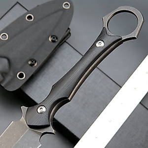 Ccanku C1292 Fixed Blade Knife,D2 Blade,G10 Handle EDC Knifes for Outdoor,Camping,Survival(Black) …