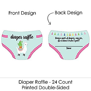 Big Dot of Happiness Whole Llama Fun - Diaper Shaped Raffle Ticket Inserts - Llama Fiesta Baby Shower Activities - Diaper Raffle Game - Set of 24