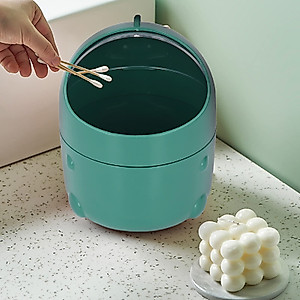 Pssopp Wastebaskets, Mini Trash Can with Lid Baby Dinosaur Wastebasket Garbage Coutertop Can for Office Bathroom Laundry (Green Baby Dinosaur)