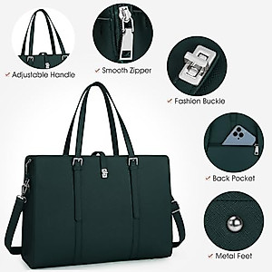 IGOLUMON Laptop Bag for Women 15.6 Inch Leather Laptop Tote Bag Waterproof Womens Work Shoulder Bag Professional Computer Briefcase Business Office Bag Large Capacity Fashion Handbag
