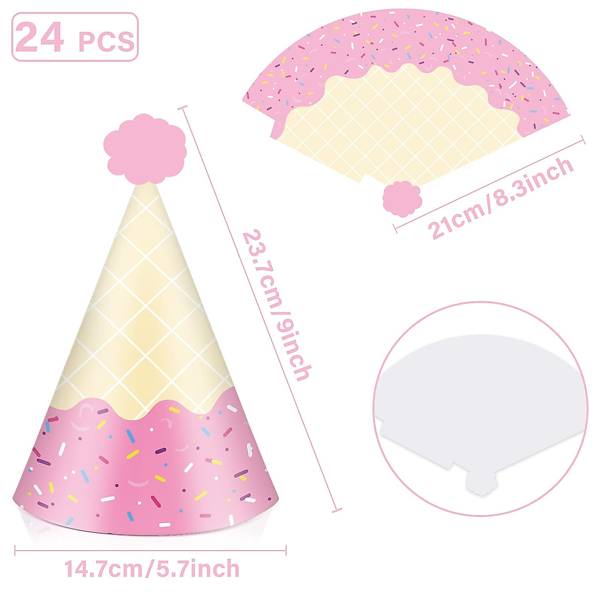 Colorful Ice Cream Cone Party Hats - Perfect for Birthdays & Events