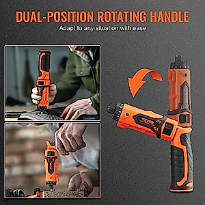 VEVOR Cordless Screwdriver, 4V 7Nm Electric Screwdriver Rechargeable Set with 11 Accessory Kit and Charging Cable, LED Light Dual Position Handle, Nut Drivers Magnetic Bit Holder Tool Kit Home Repair