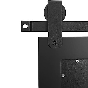 Toppay Farmhouse Wood Framed Wall Mirror Barn Door Rustic Mirrors for Wall (Black, 22 inches x28 inches )