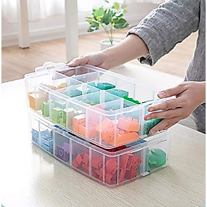 Sooyee 5 Layers Stackable Storage Container Clear 50 Adjustable Compartments,Compatible with Small Toys Arts and Crafts Piping Tips Hardware Storage Organizer