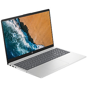HP 15.6" Portable Laptop (Include 1 Year Microsoft 365), HD Display, Intel Quad-Core N200 Processor, 16GB RAM, 128GB Storage, Wi-Fi 6, Webcam, HDMI, Numeric Keypad, Windows 11 Home, Silver