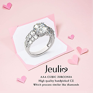 Jeulia Wedding Rings Engagement Rings for Women Anniversary Promise Ring Bridal Sets 925 Sterling Silver with 4.75 ct Primary Stone+2.59 ct Side Stone (7.5(U.S))