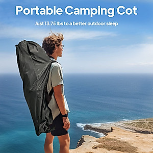 Hejiko Camping Cots for Adults, Lightweight Sleeping Bed Cot with Removable Mattress, Portable Folding Cot with Carry Bag for Travel Outdoor Office, Patio Supports 450 LB, Item Weigh 13.15LB