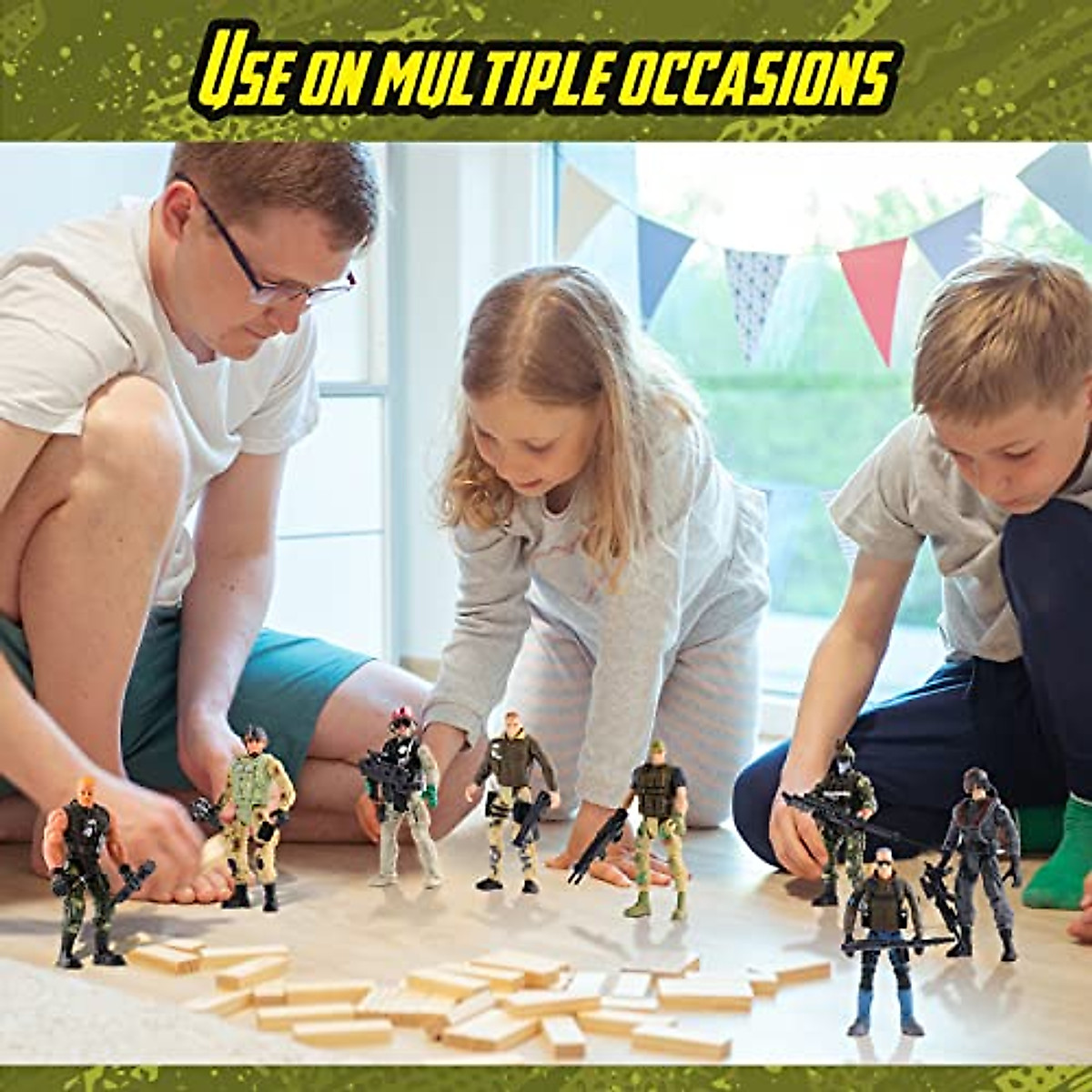 18 Pcs Special Forces Army Men Soldier Combat Movable Action Figures Army Guys Plastic Toy Soldiers Playsets Military Toy Men with Military Weapons and Accessories for Teens Party Decoration, 4 Inch