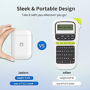 JADENS D11 Pro Portable Bluetooth Label Maker with Tape - Mini Label Printer for Storage, Barcode, Mailing, Office & Home Organizing - Sticker Maker with Multiple Templates, White