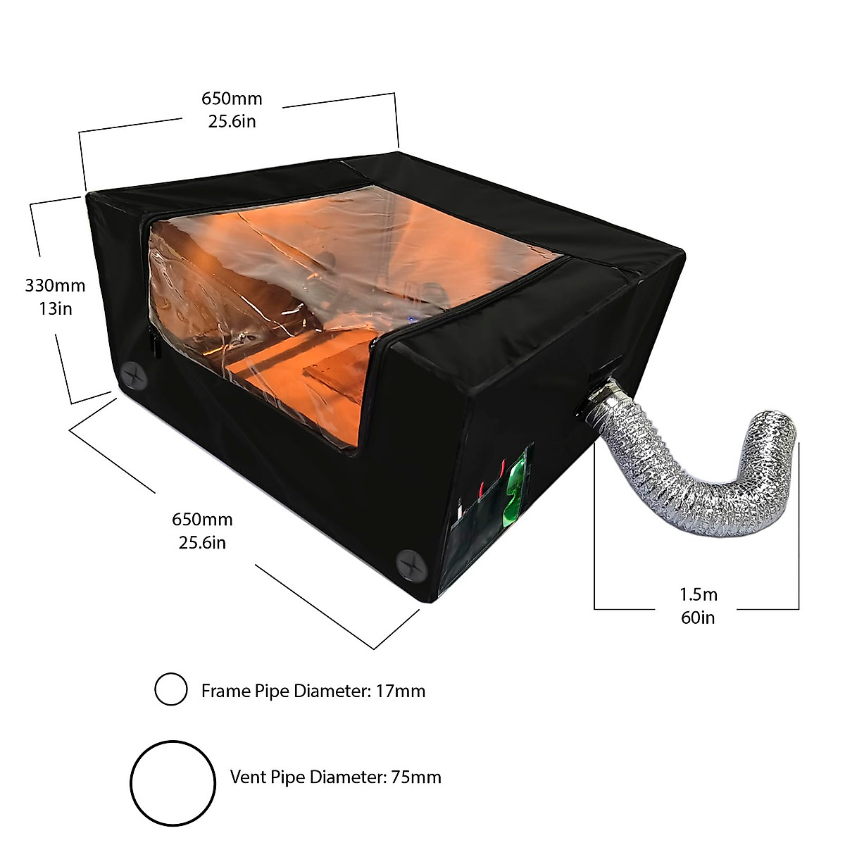 Laser Engraver Enclosure,Fireproof and Dustproof Laser Cutter Protective Cover with Fan and Pipe, Against Smoke, Odor, Noise and Eye Protection,for Most Engraver