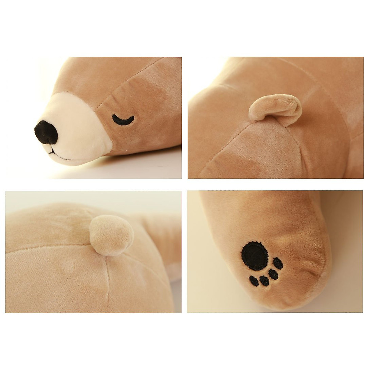 MMTTAO Polar Bear Plush Toy, 14" Brown Sleeping Stuffed Animal, Soft Huggable Doll for Kids & Adults