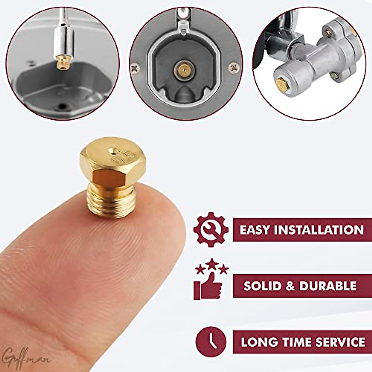 10Pcs Brass Jet Nozzle Propane Orifice Kit - Grill Replacement Parts High Pressure Nozzle Griddle Accessories Kit - Propane Burner Replacement Parts LP Gas Hose Nozzle Conversion Kit