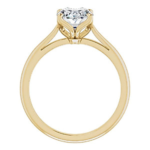 10K Solid Yellow Gold Handmade Engagement Rings 3.0 CT Oval Cut Moissanite Diamond Solitaire Wedding/Bridal Ring Set for Women/Her Propose Ring (6.5)