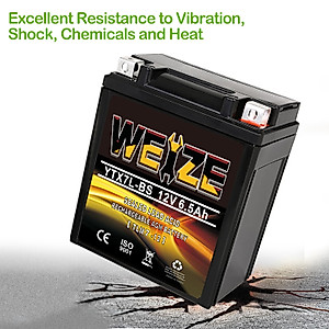 Weize YTX7L BS 100CCA ATV Battery High Performance - Maintenance Free - Sealed AGM YTX7L-BS Motorcycle Battery compatible with Honda Kawasaki Suzuki