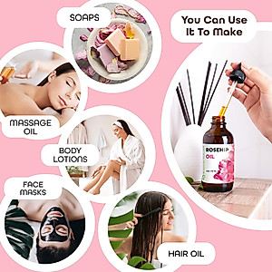 Premium Nature Rosehip Oil For Face Oil for Women, Rosehip Seed Oil Pure Cold Pressed Unrefined Oil For Hair and Nails Skin Care Moisturizer, Rose Hips Face Oils and Serums 4oz