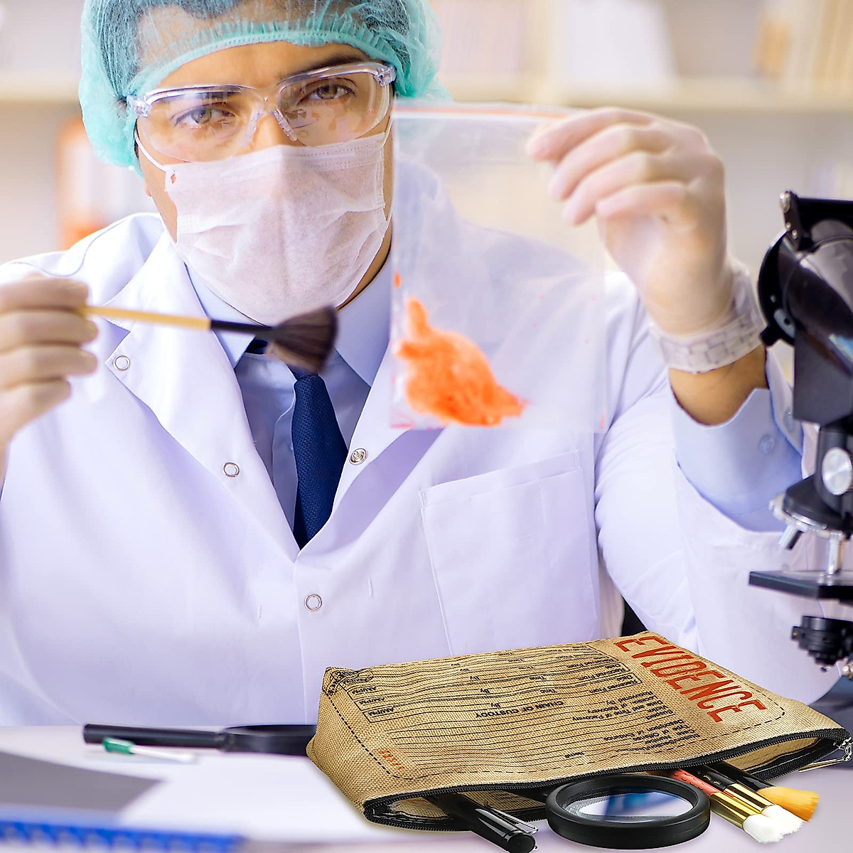 Oudain 4 Pcs Evidence Bags Evidence Makeup Bag Evidence Pencil Bag Novelty Zipper Pouch True Crime Bags for Women Office