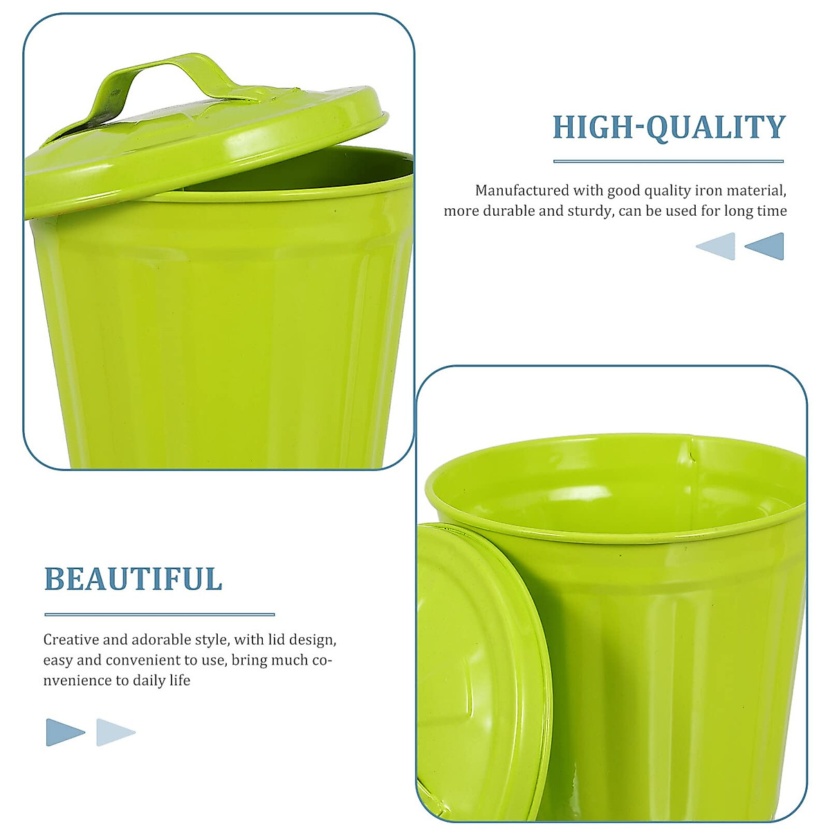ULTECHNOVO Mini Trash Can with Lid, Desktop Small Trash Can, Office Plastic Garbage Can Countertop Tiny Waste Garbage Can Basket Succulent Pots Toy Bin for Office Parlor Car Bedroom