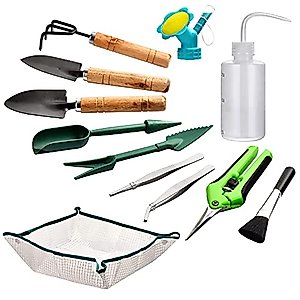 Succulent Gardening Tools, Squirt Bottle for Indoor Plants, Garden Scissors Pruning Shear, Bonsai Transplanting Tools Repotting Mat, Succulent Watering Bottle Terrarium Kit, Gardening Gifts for Women