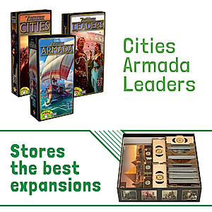 TowerRex Board Game Organizer for 7 Wonders board game box 1st Ed, 7 Wonders Cities expansion, 7 Wonders Armada expansion, 7 Wonders Leaders, 7Wonders game organizer insert storage kit accessories