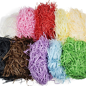 Thintinick 1.1LB Multicolored Raffia Paper Shreds & Strands Shredded Crinkle Confetti for DIY Gift Wrapping & Basket Filling