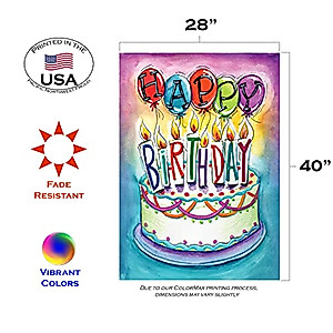 Toland Home Garden 102601 Birthday Wishes Birthday Flag 28x40 Inch Double Sided Birthday Garden Flag for Outdoor House party Flag Yard Decoration