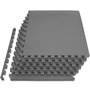 ProsourceFit Extra Thick Puzzle Exercise Mat , EVA Foam Interlocking Tiles for Protective, Cushioned Workout Flooring for Home and Gym Equipment, Grey - 3/4 inch - 24 Sq Ft - 6 Tiles