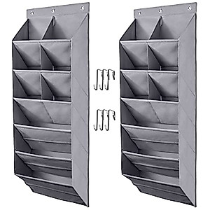 FENTEC Over the Door Shoe Organizer, 6-Tier Large Deep Pockets Door Shoe Rack Hanging Laundry Hamper, Hanging Laundry Basket