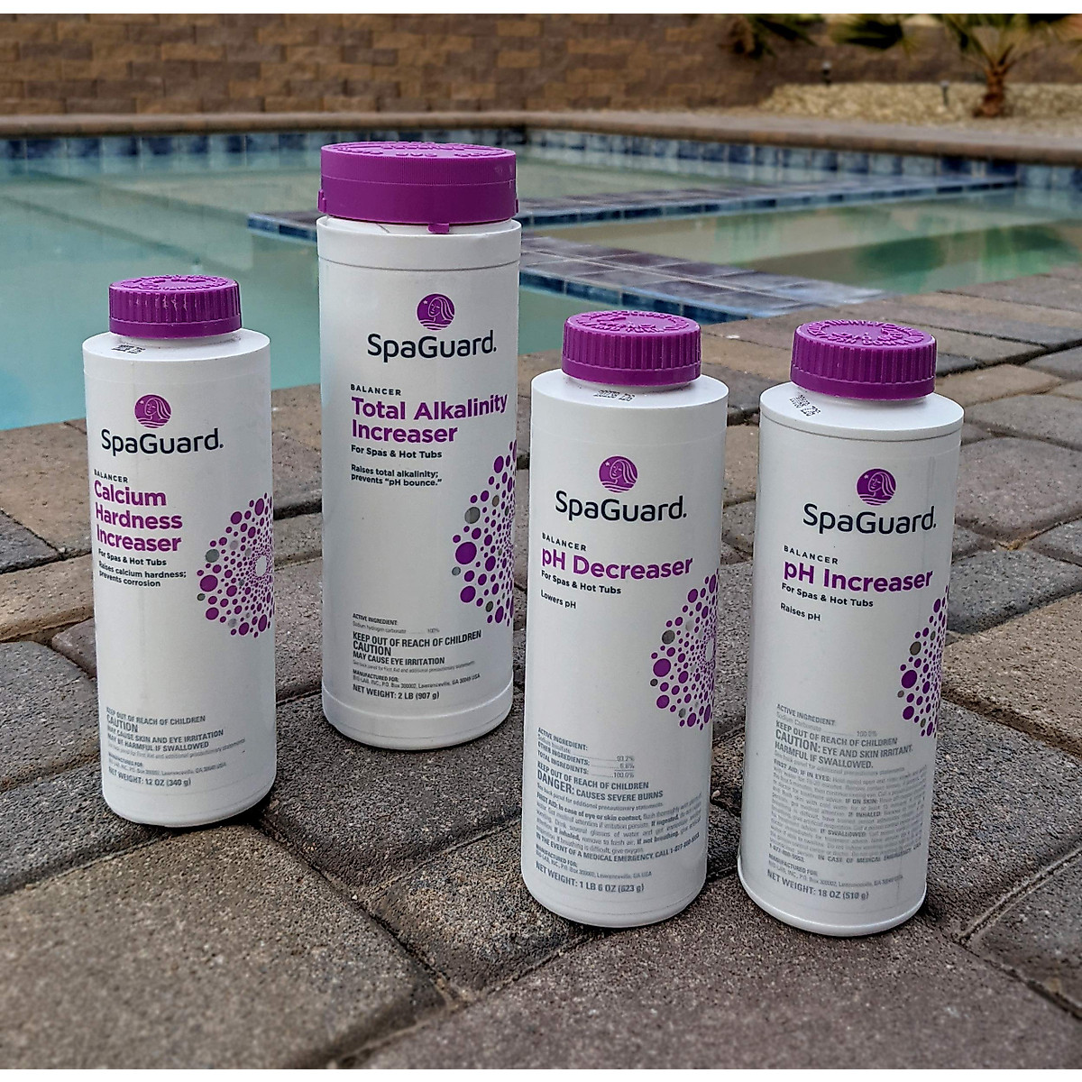 SpaGuard Balancer Bundle (pH Decreaser, pH Increaser, Alkalinity Increaser, Calcium Increaser) (1)