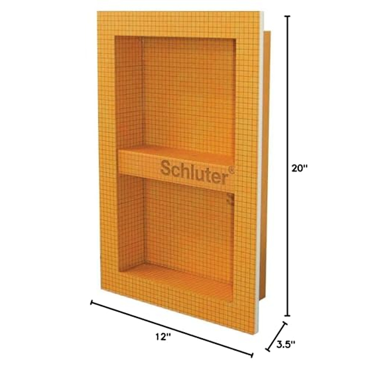 Schluter KERDI-BOARD-SN Prefabricated Shower Niche - Waterproof with Adjustable Shelf, Easy Installation - 12" x 20" - KB12SN305508A1